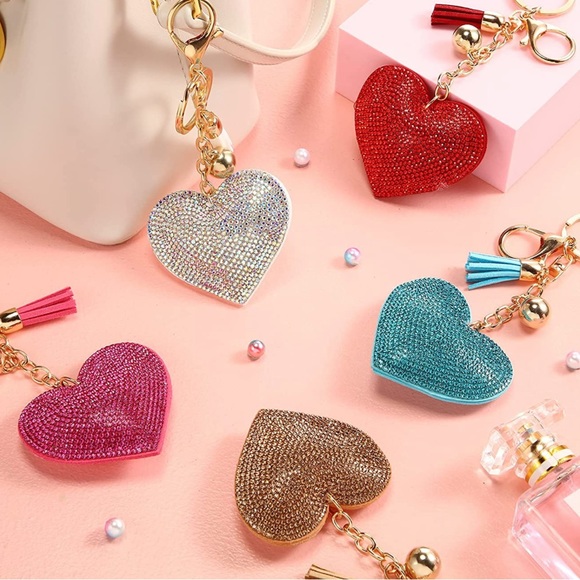 Bags | Glitter Puff Heart Bag Charm | Poshmark